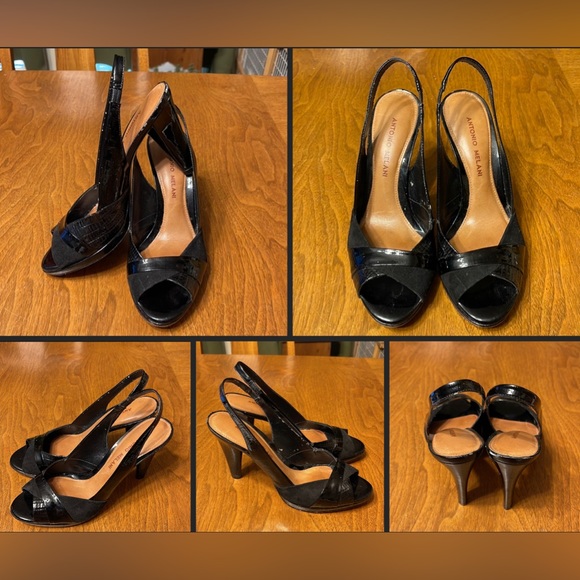 Antonio Melani Shoes Vintage Antonio Melani Black Peep Toe Patent Leather Pumps Vintage